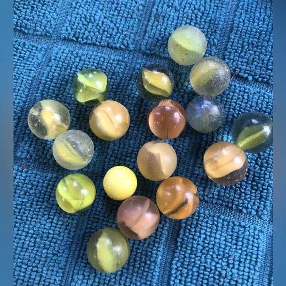 Games | 19 Vintage Marbles Yellow Orange Blue Swirl | Poshmark